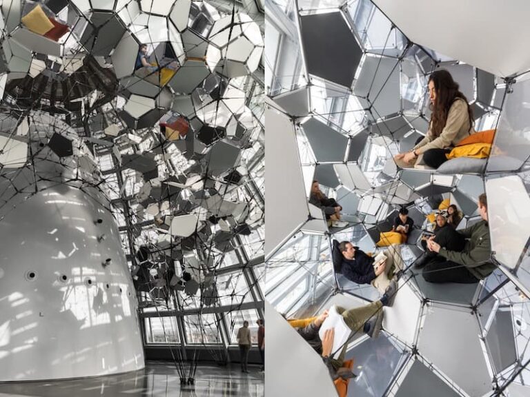 Cloud Cities de Tomás Saraceno en el Mirador torre Glòries de Barcelona